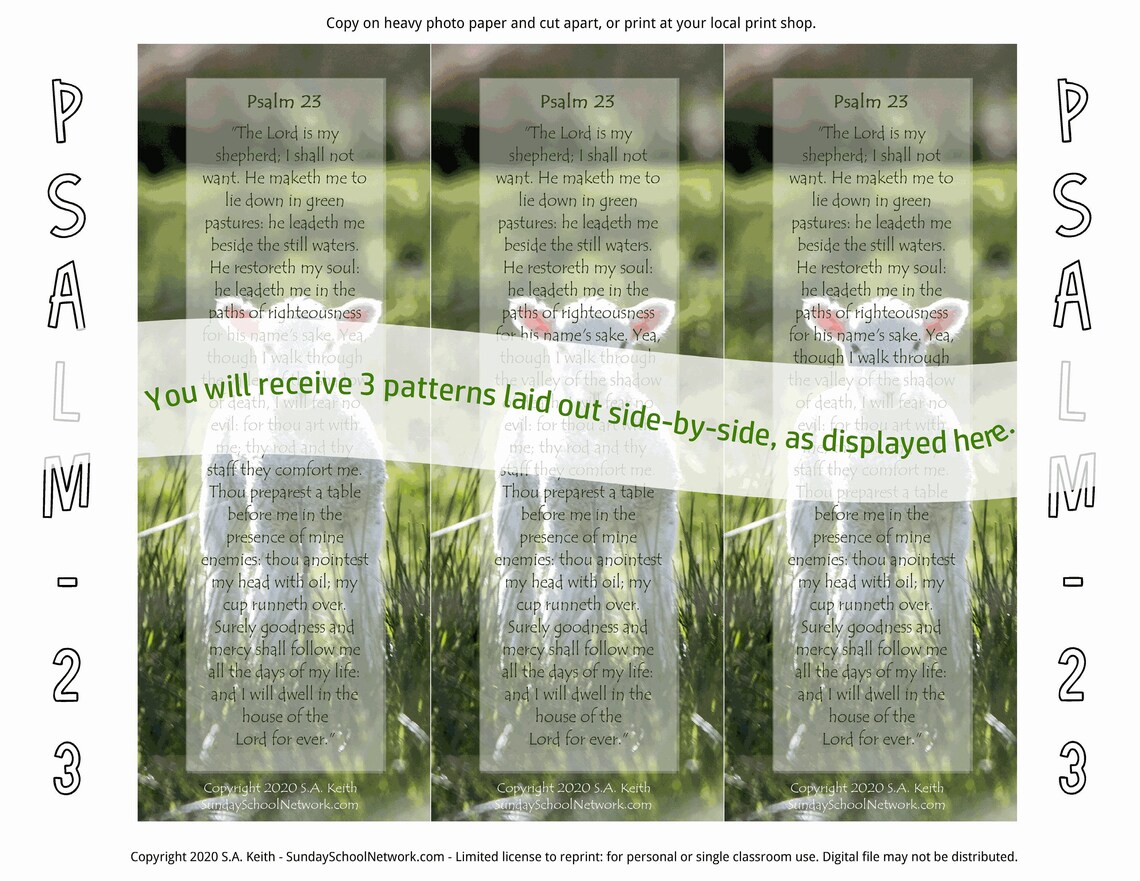 Psalm 23 Bookmark Twenty-third Psalm Good Shepherd Bible - Etsy Canada