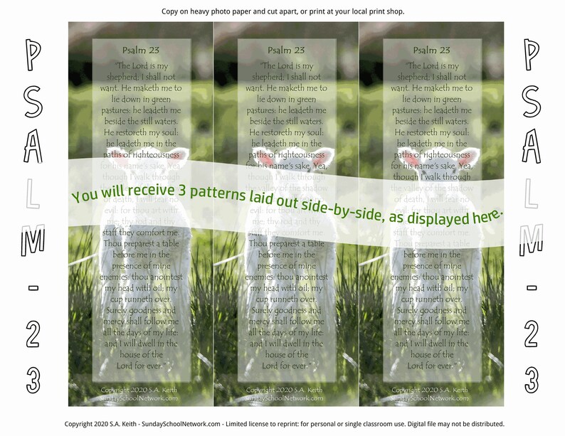 Psalm 23 Bookmark | Twenty-third Psalm | Good Shepherd | Bible ...