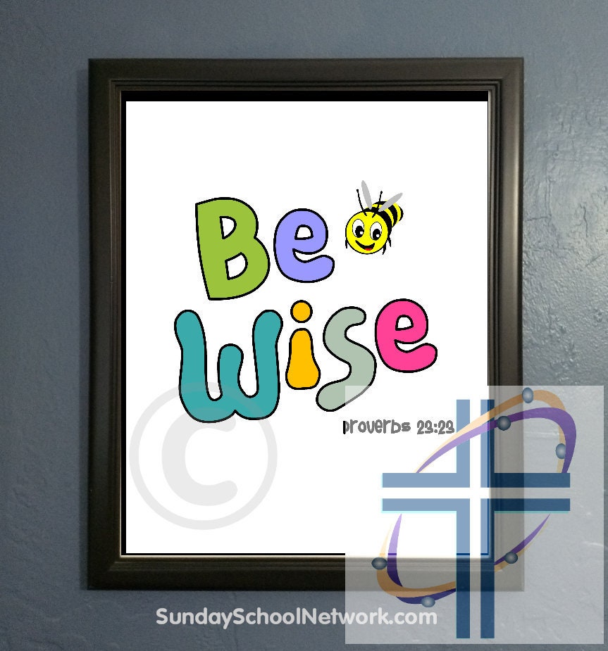 Be Wise Bible Verse Printable Poster, Wisdom Classroom Wall Art ...