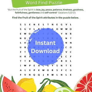 Fruit of the Spirit Word Search Puzzle | Sunday School Games ...