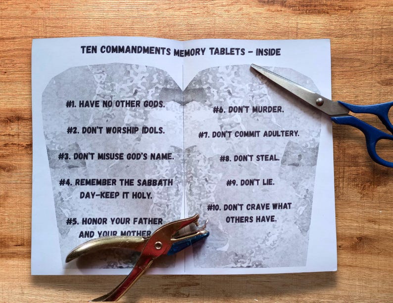 Ten Commandments Tablet Craft: DIY Bible Lesson, Sunday School (PDF ...