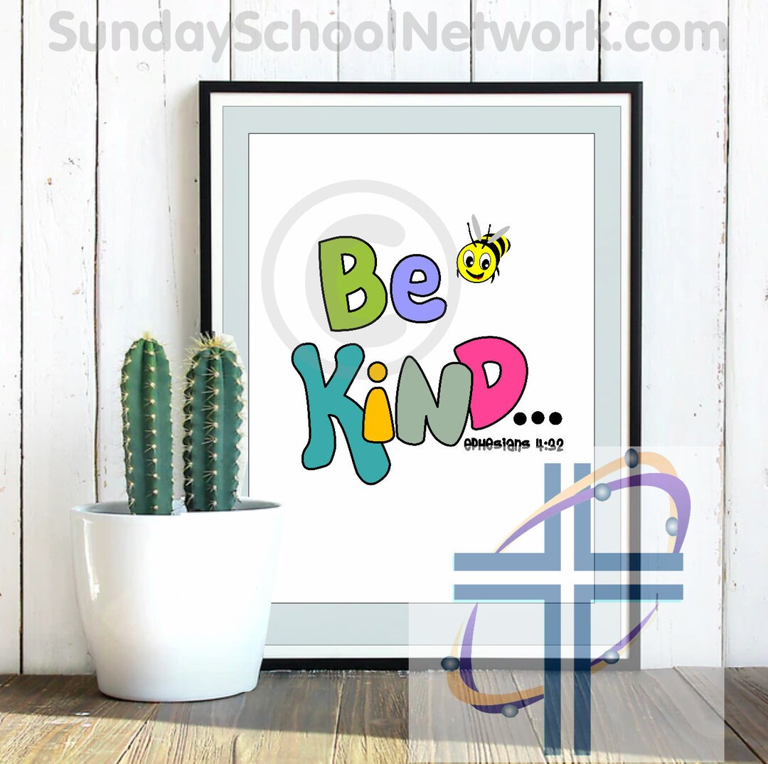 Be Kind Bible Verse Printable Poster, BEE Kindness Classroom Wall Art ...