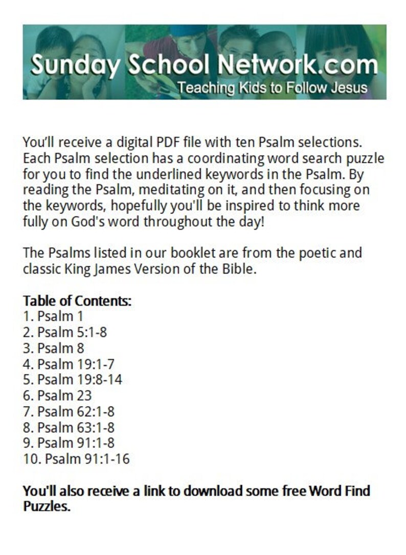 Psalms Word Search Puzzle: KJV Bible Activity (PDF Pattern) - Etsy