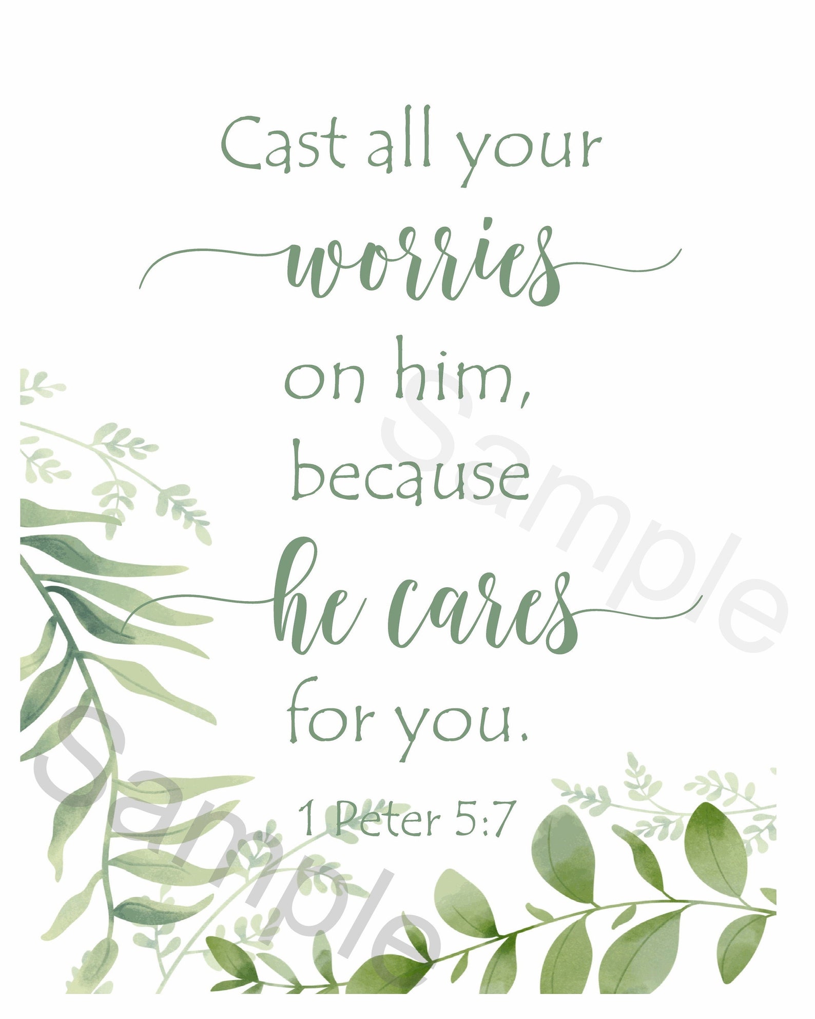 Scripture Wall Decor Cast All Your Worries on Him Because He Cares for ...