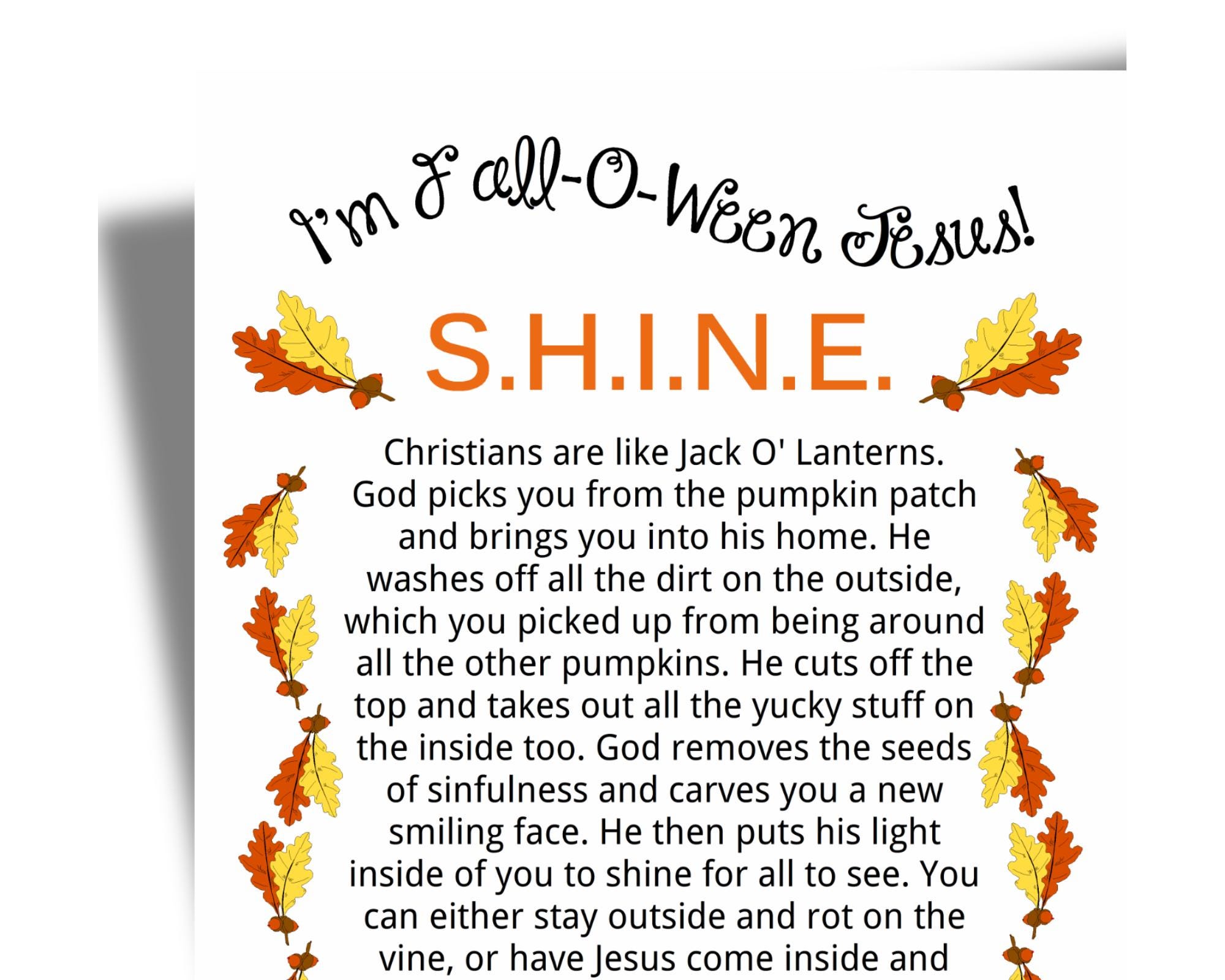 Pumpkin Parable Craft: Christian Halloween Alternative Activity (PDF ...