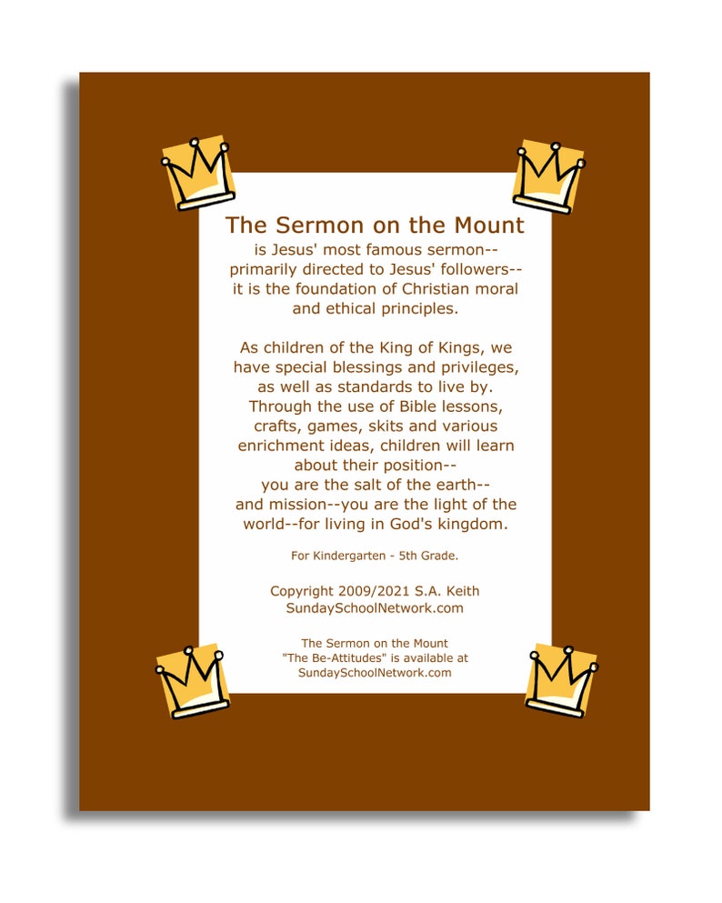 Children's Bible Lessons Sermon on the Mount Sunday School Curriculum ...