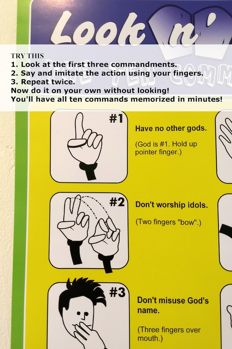 Ten Commandments Poster: Full-color Christian Bible Learning Chart - Etsy