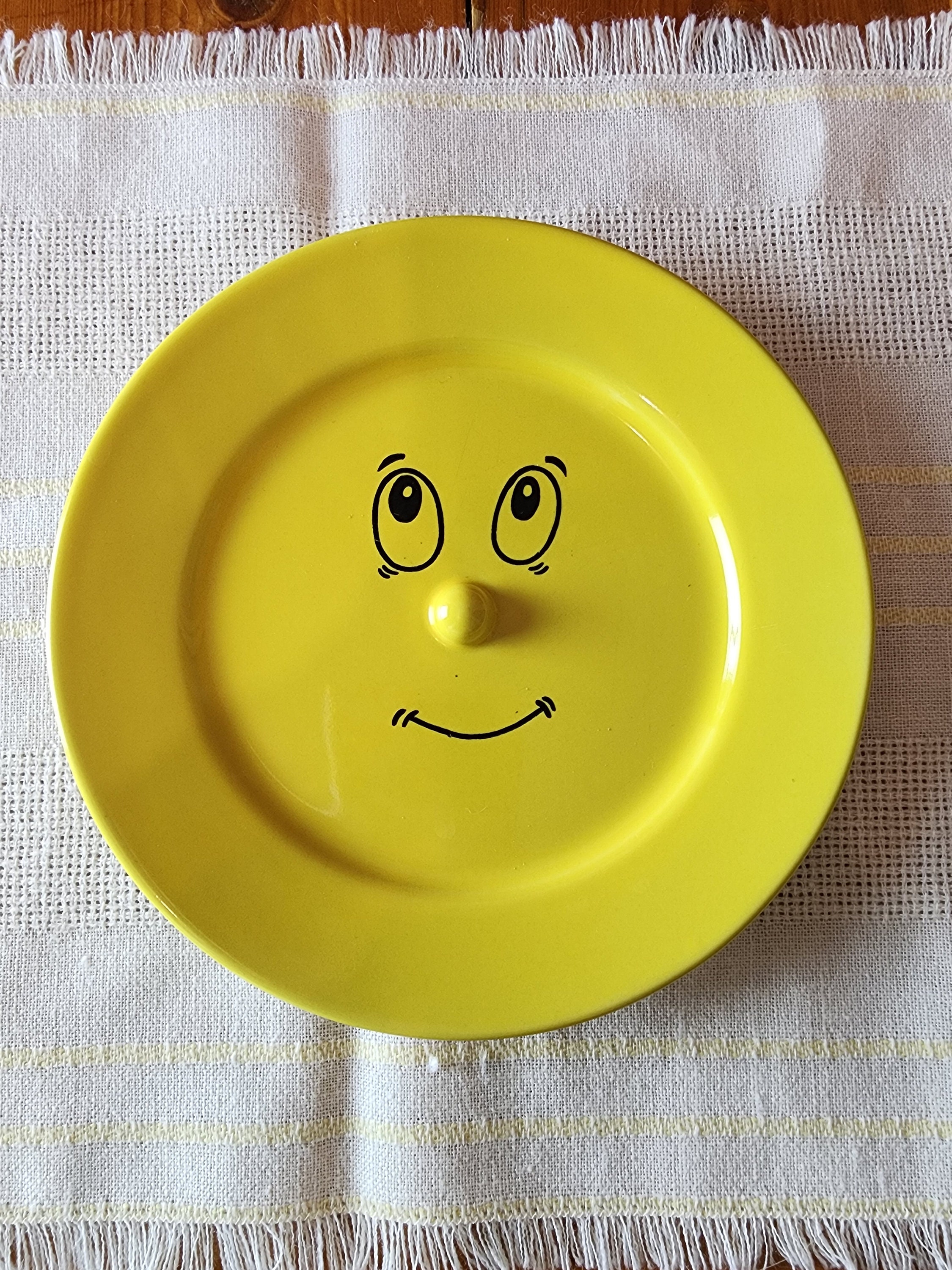 Yellow Ceramic Smiley Face Plate - Etsy