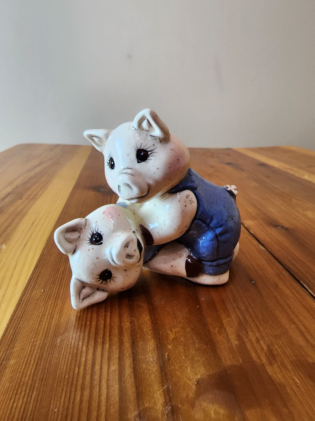 Vintage Ceramic Pig Figurine Featuring 2 Pigs in Coveralls - Etsy
