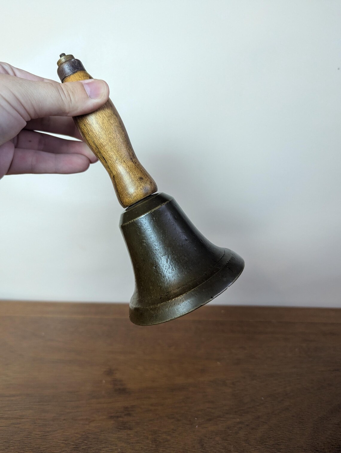 Vintage Handheld School Teachers Bell in Brass With Wood Handle - Etsy