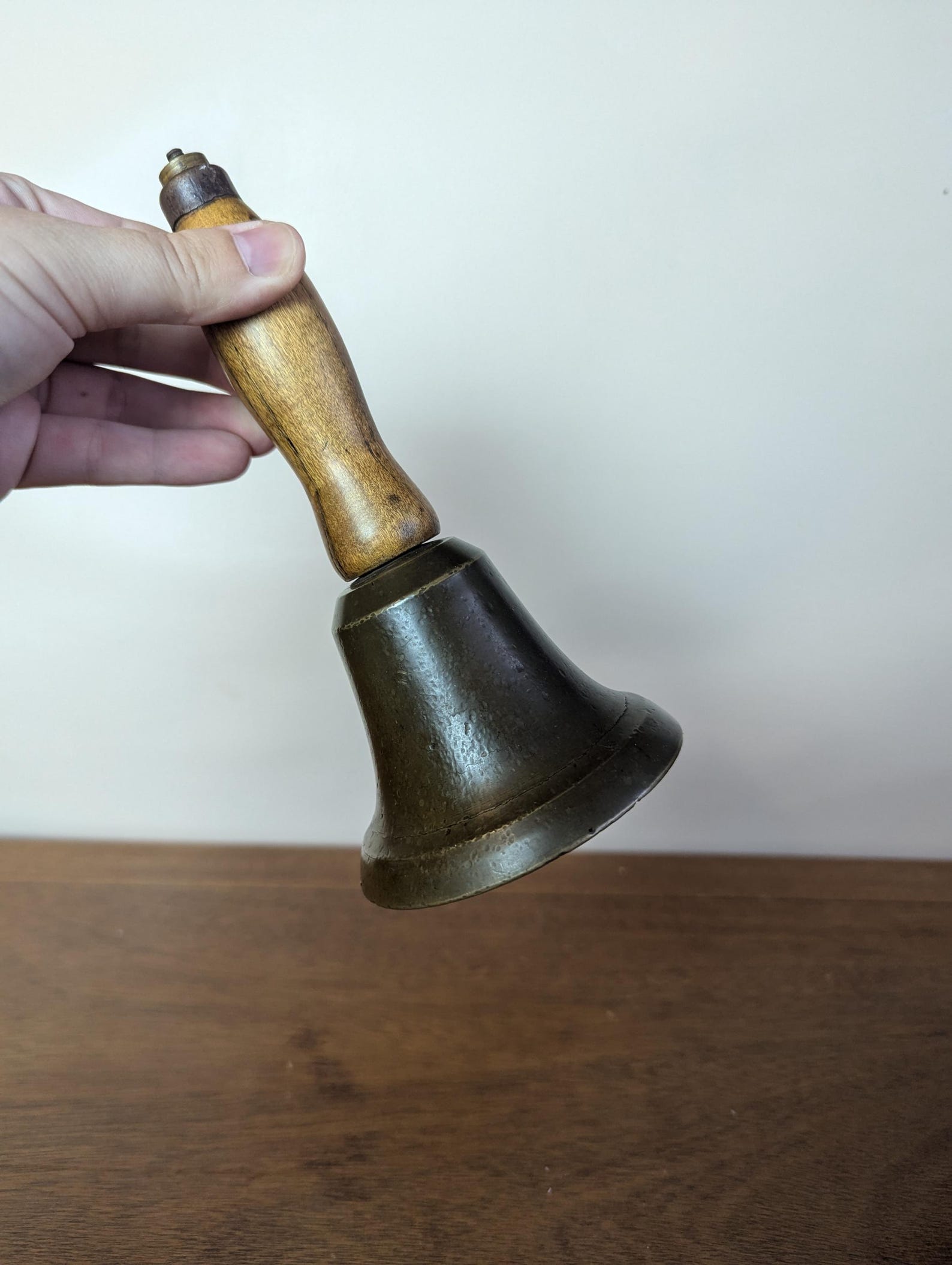 Vintage Handheld School Teachers Bell in Brass With Wood Handle - Etsy