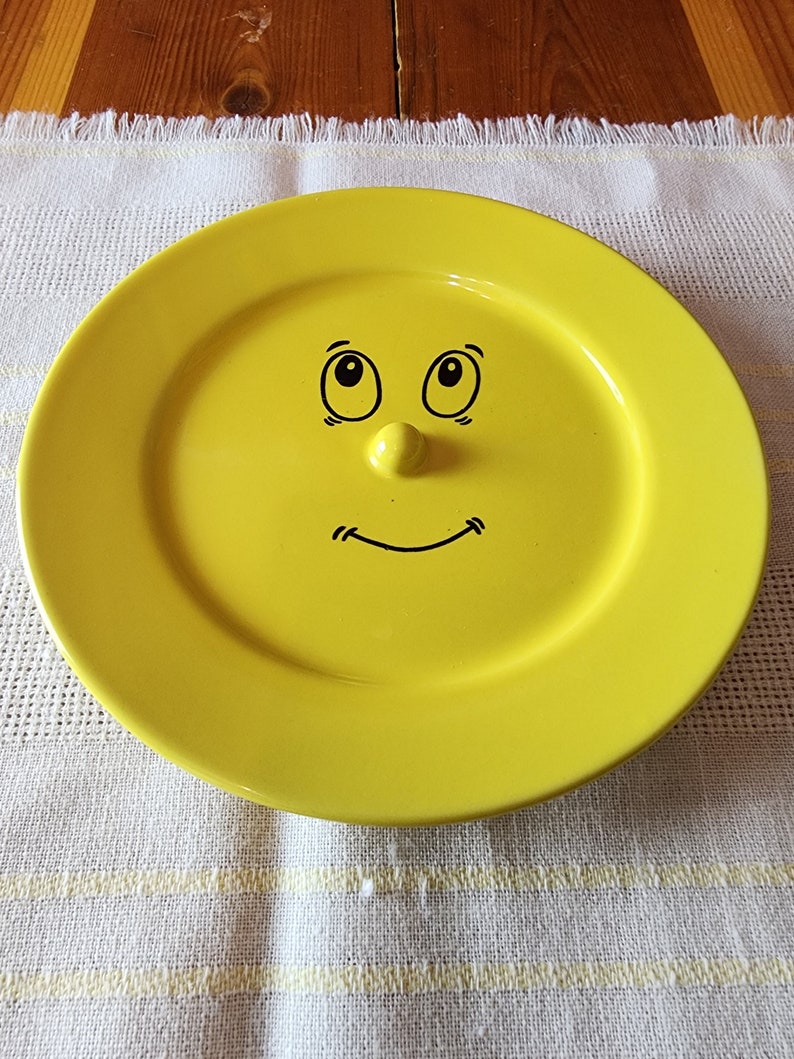 Yellow Ceramic Smiley Face Plate - Etsy