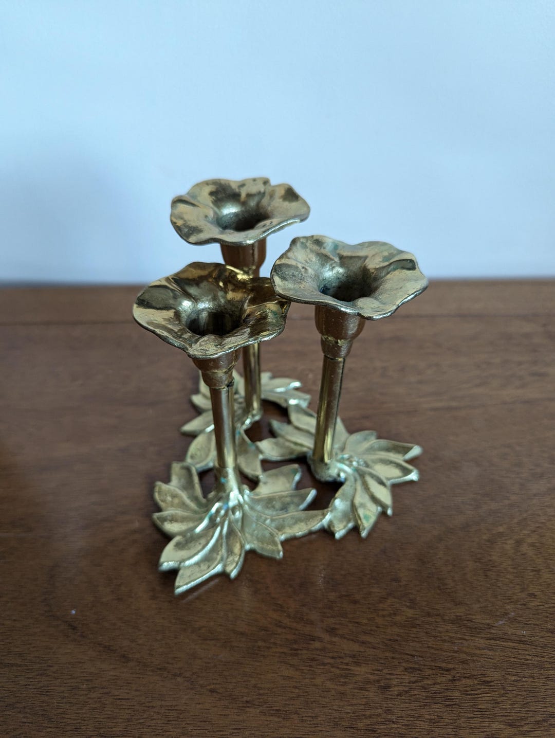 Vintage Brass 3 Tier Candlestick Holder With Floral Design - Etsy