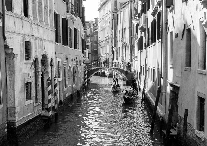 Venice Canal Black and White Photography Print Venice | Etsy