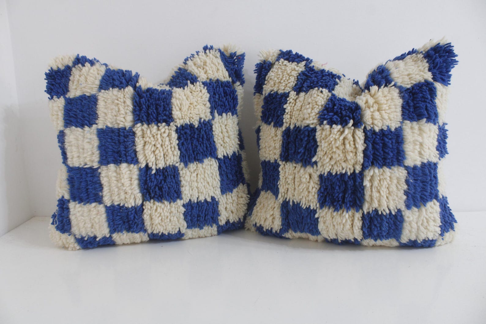 Juego de dos (2) almohadas marroquíes a cuadros, almohadas cuadradas a ...