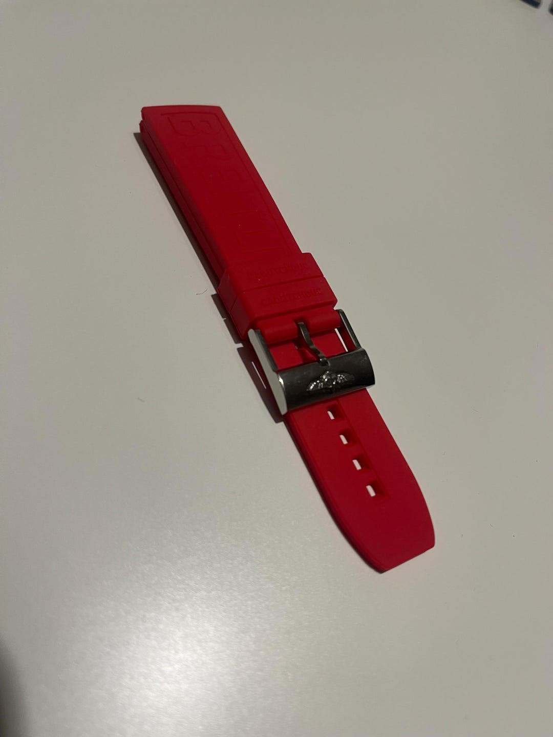 22mm Red Silicone Breitling Bracelet ,band Replacement Silicone Rubber ...