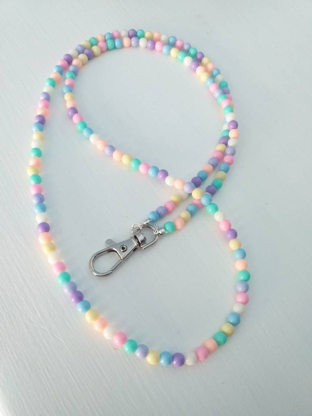 Handmade Beaded Pastel Lanyard - Etsy