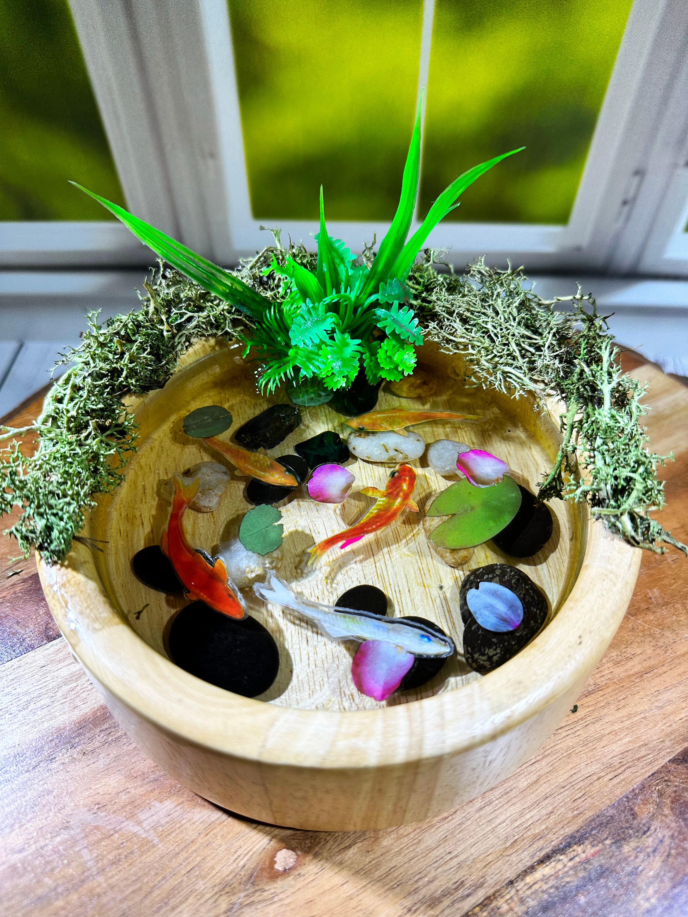 Resin Koi Pond Koi Pond, Large, Small, Fish Pond, Handmade Resin Koi ...