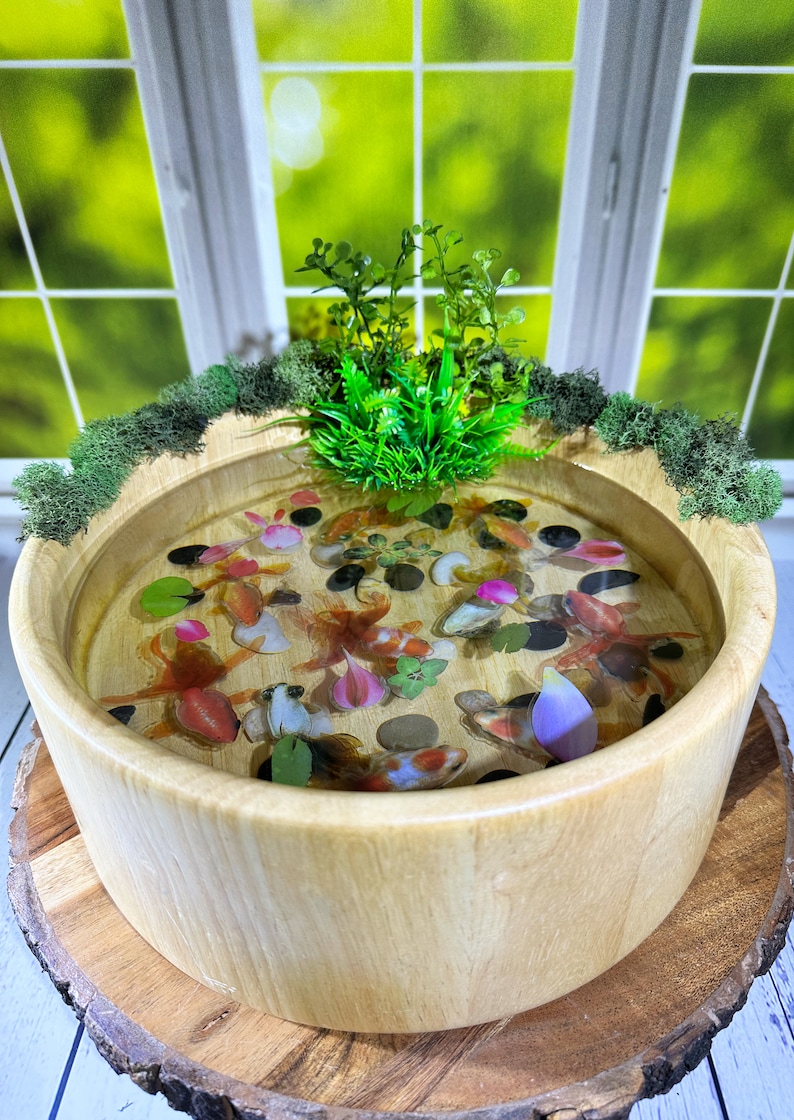 Resin Koi Pond Koi Pond, Large, Small, Fish Pond, Handmade Resin Koi ...