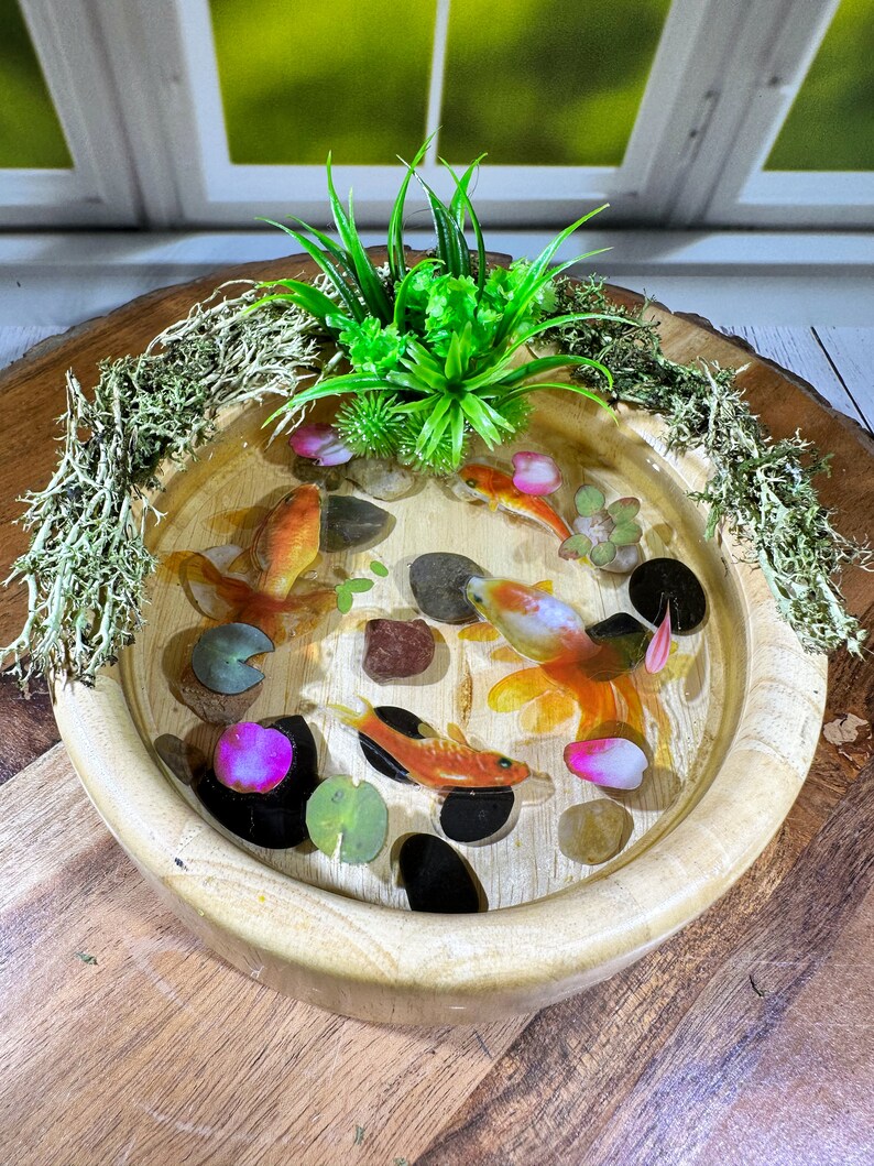 Resin Koi Pond Koi Pond, Large, Small, Fish Pond, Handmade Resin Koi ...