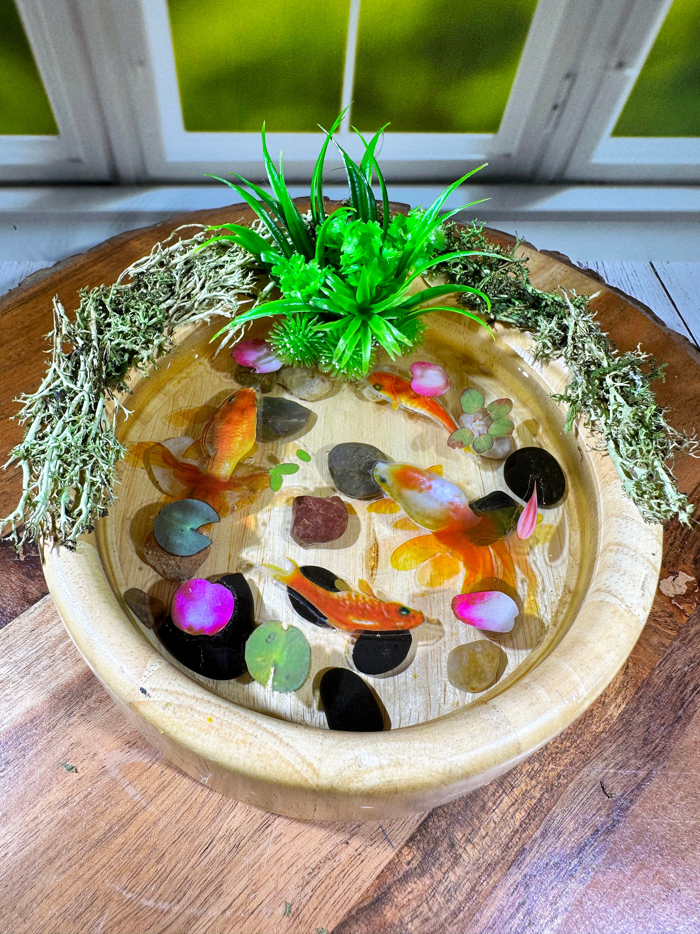 Resin Koi Pond Koi Pond, Large, Small, Fish Pond, Handmade Resin Koi ...