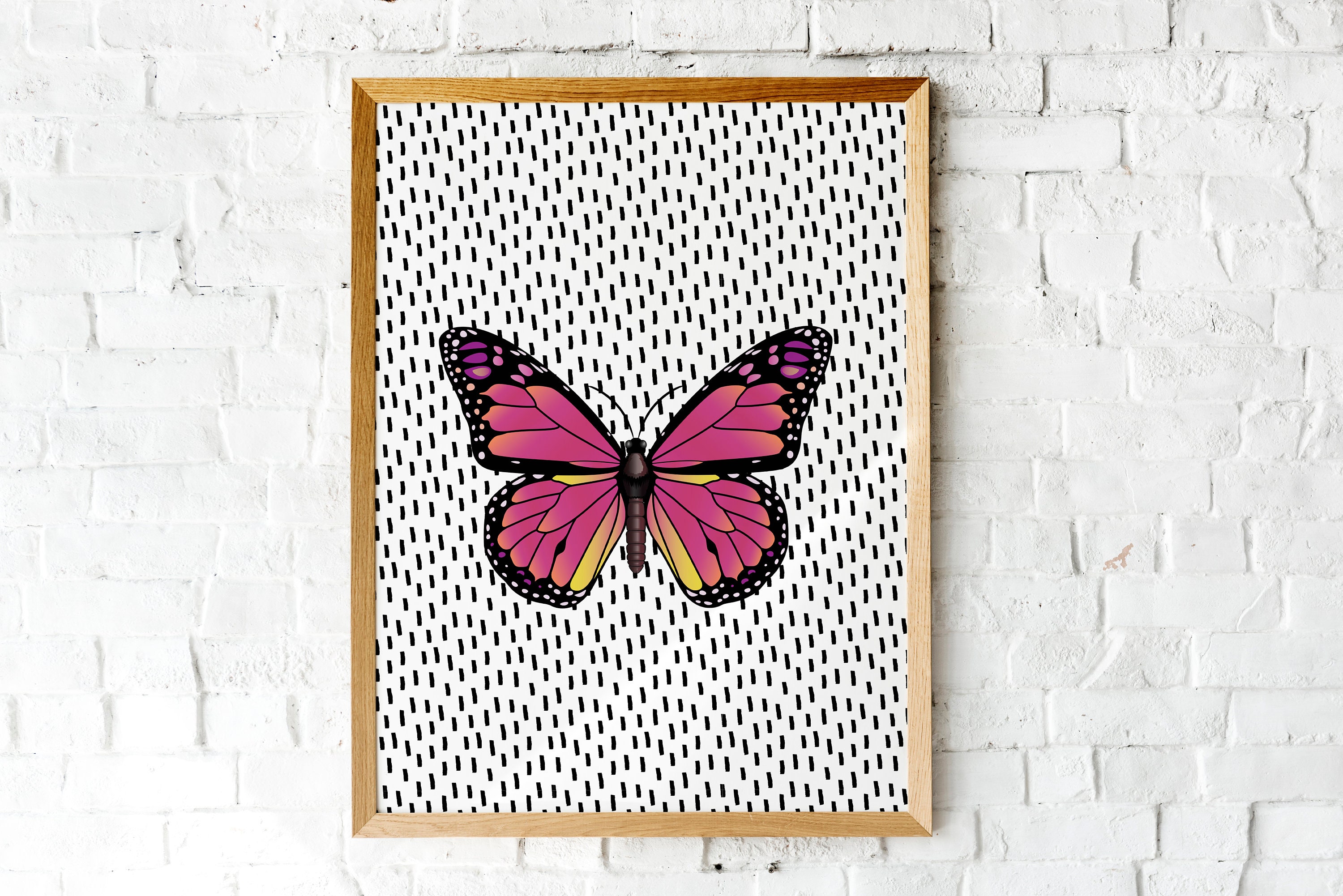 Pink Butterfly Art Print Geometric Butterfly Wall Decor | Etsy