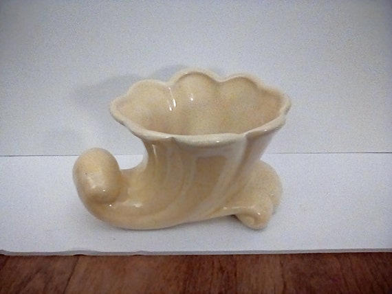 Cameron Clay Products Cornucopia Vase Yellow | Etsy