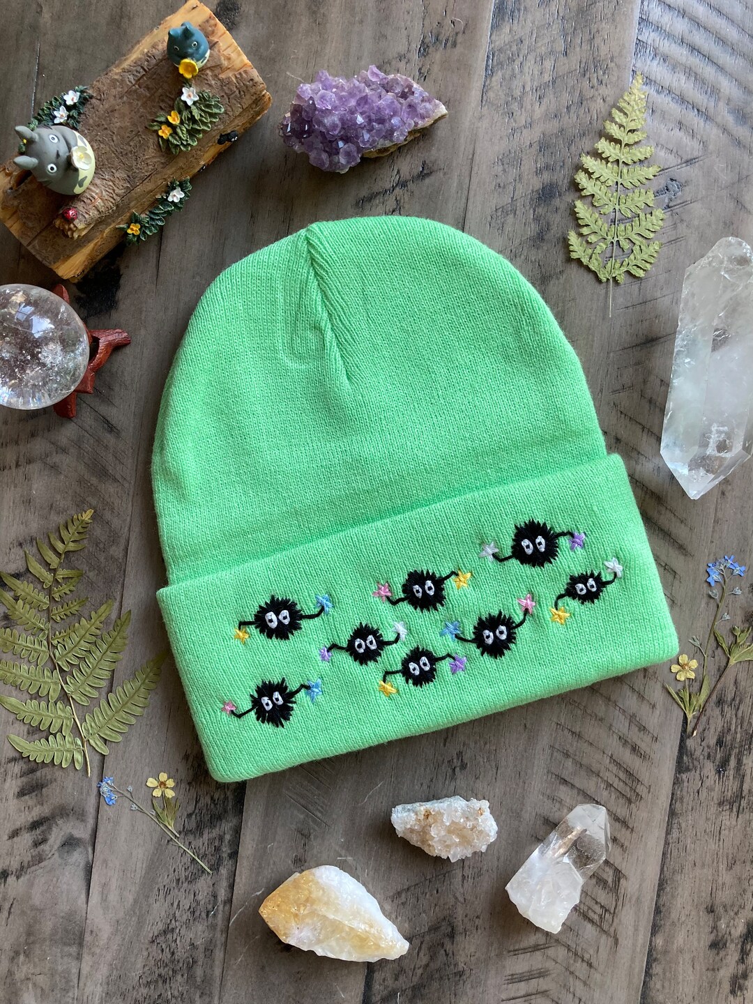 Soot Sprites Embroidered Beanie Cozy Hat Studio Anime Wearable Art - Etsy