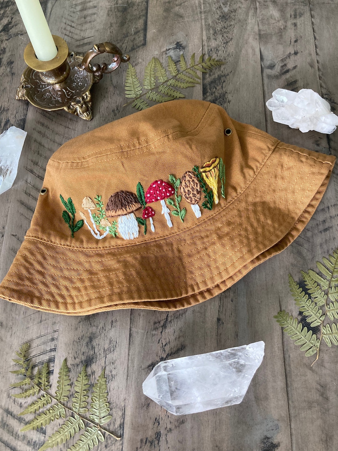 Mushroom Forager Embroidered Bucket Sun Hat Fungi Lover Cottagecore ...