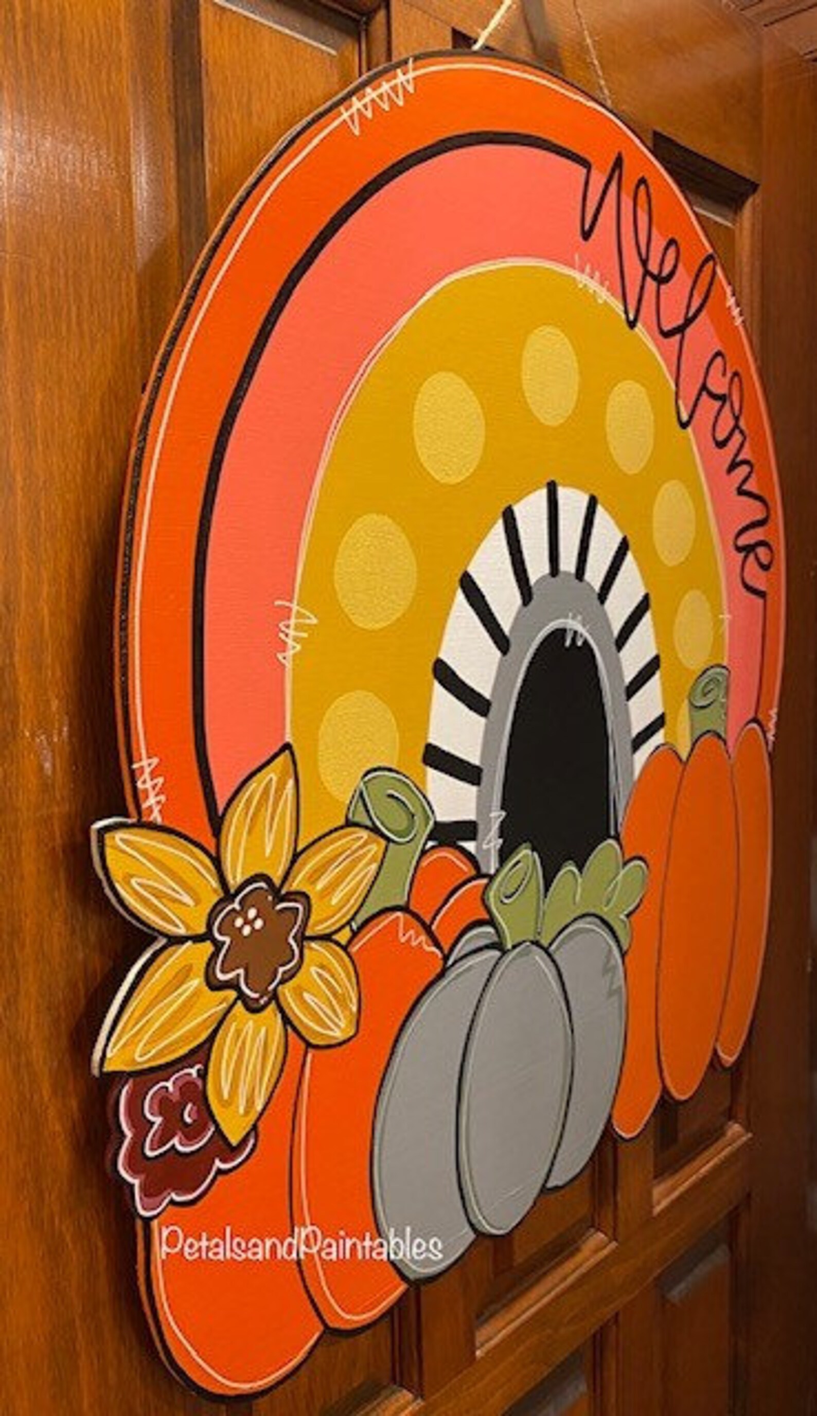 Fall Door Hanger, Fall Rainbow, Pumpkin Sign - Etsy