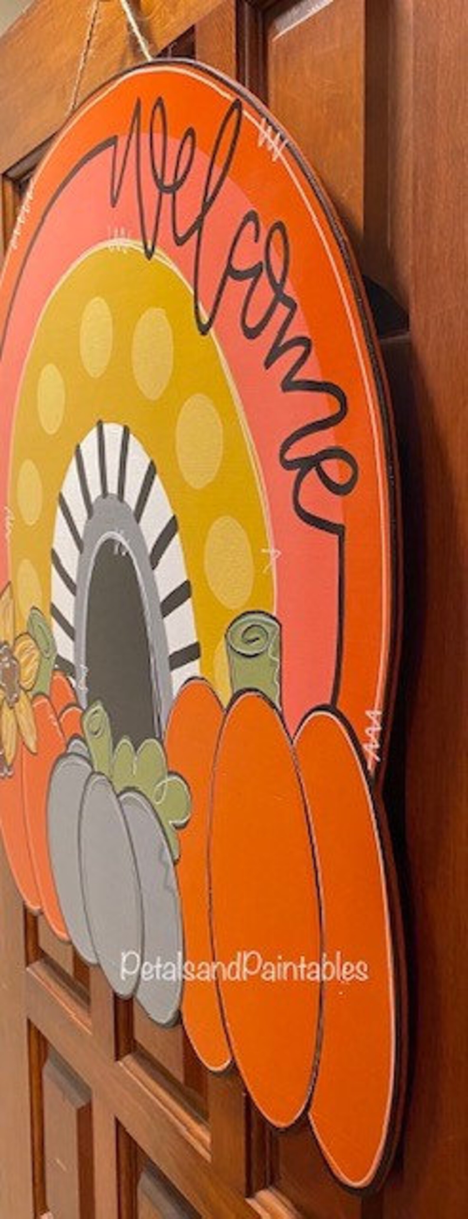 Fall Door Hanger, Fall Rainbow, Pumpkin Sign - Etsy