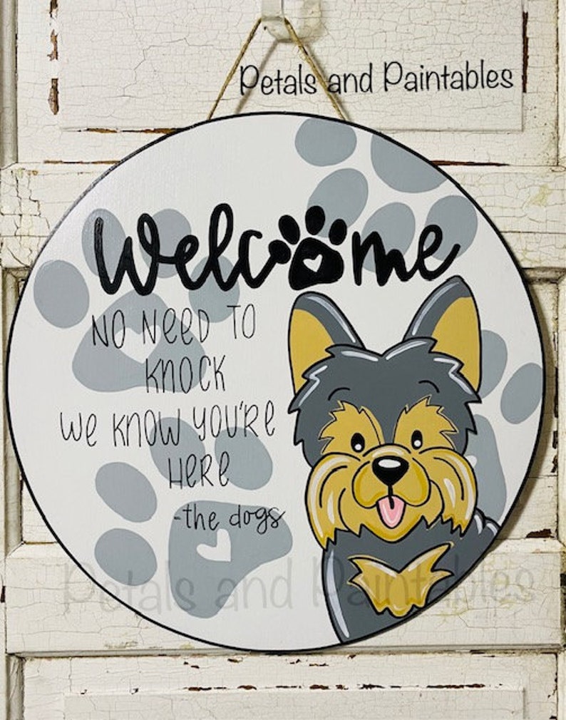 Yorkie Dog Door Hanger, Dog Welcome Sign - Etsy
