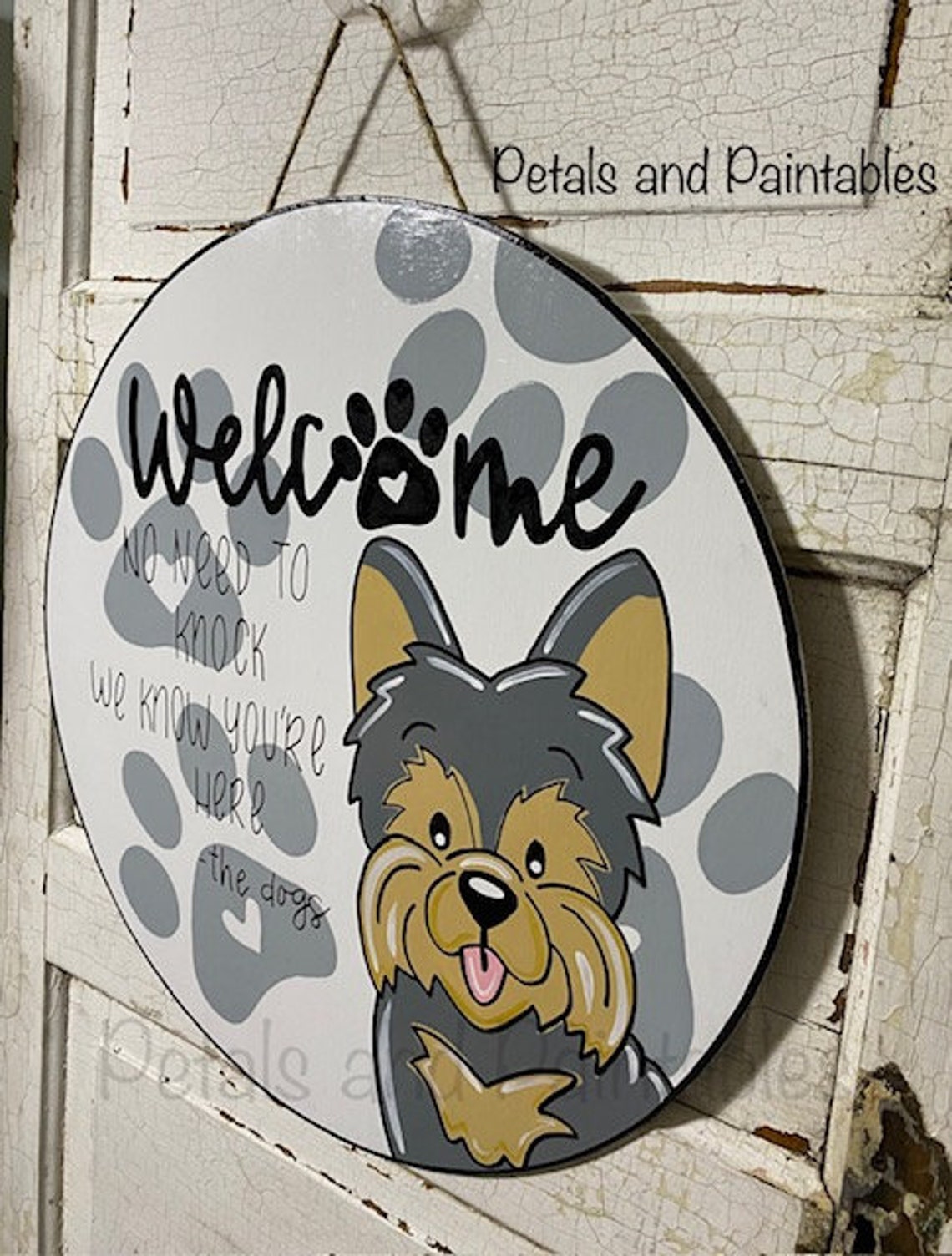 Yorkie Dog Door Hanger, Dog Welcome Sign - Etsy