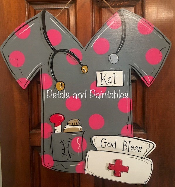 Scrub Top Door Hanger, Nurse Scrub Top, Lab Tech, Respiratory Tech ...