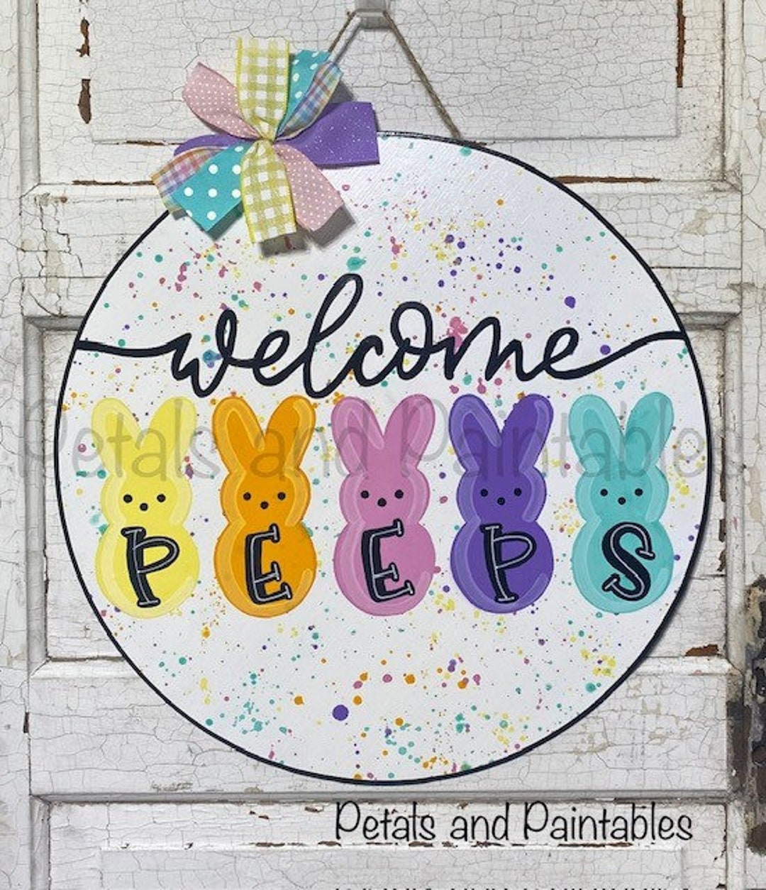 Easter Welcome PEEPS Door Hanger - Etsy