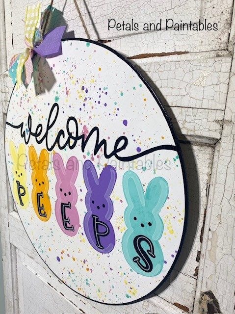 Easter Welcome PEEPS Door Hanger - Etsy