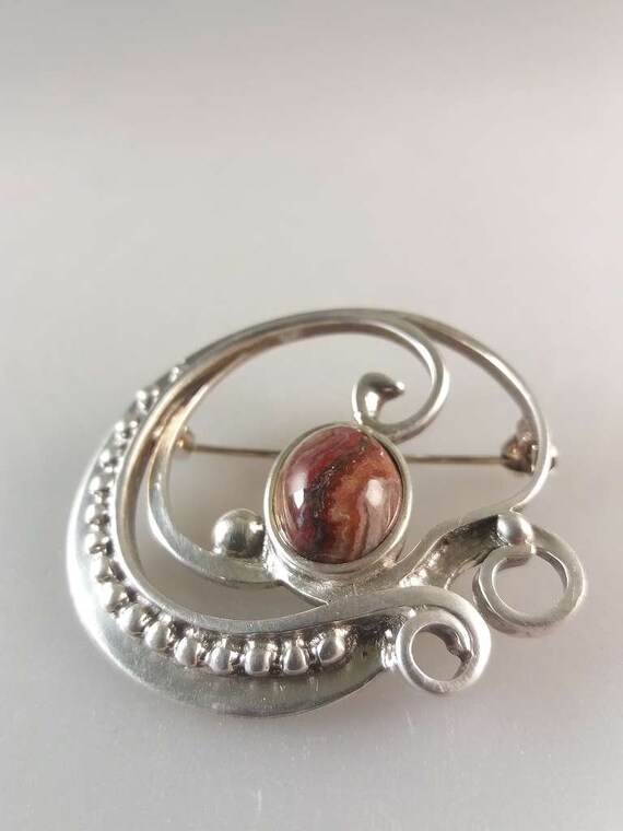 Vintage Modernist Brooch Karasjok Norway 925 Sterling… - Gem