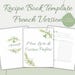 French Version of Printable Cookbook Template | Digital Recipe Book ...