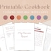 French Version of Printable Cookbook Template | Digital Recipe Book ...