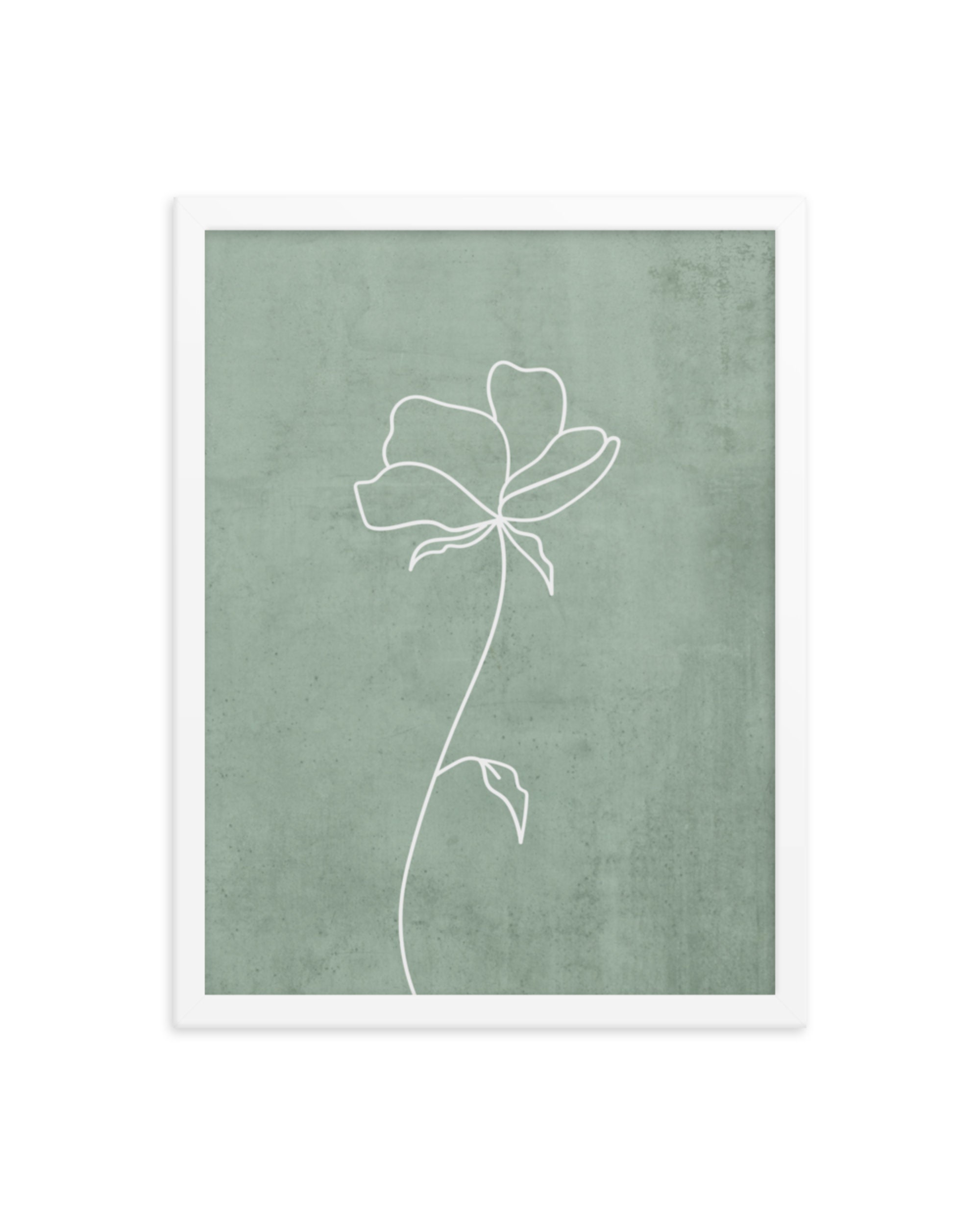 Sage Green Flower Line Art Framed Wall Decor | Dainty Flower Wall Art ...