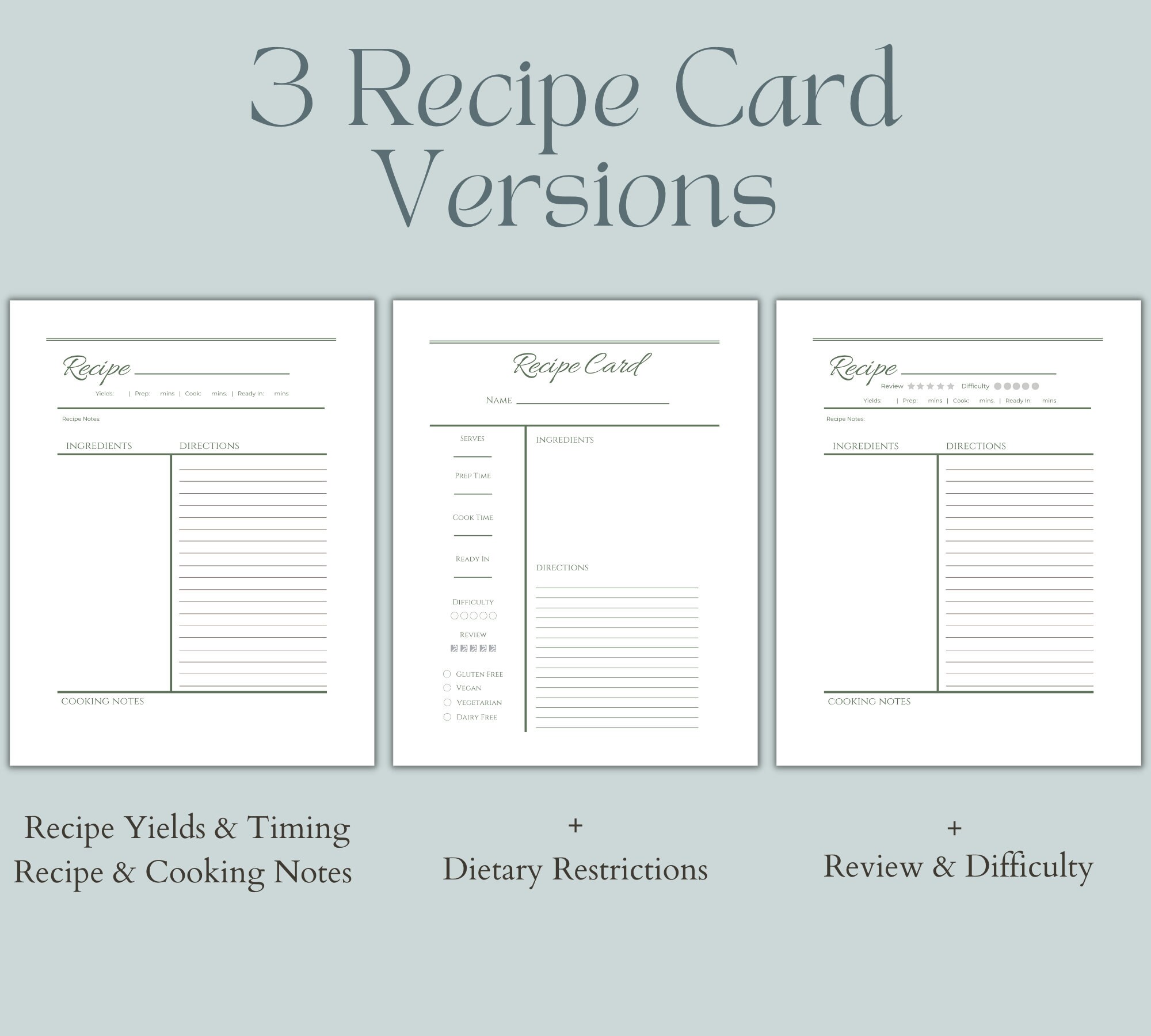 6 Simple Cookbook Templates, Dark Colors | Customizable Canva Template ...