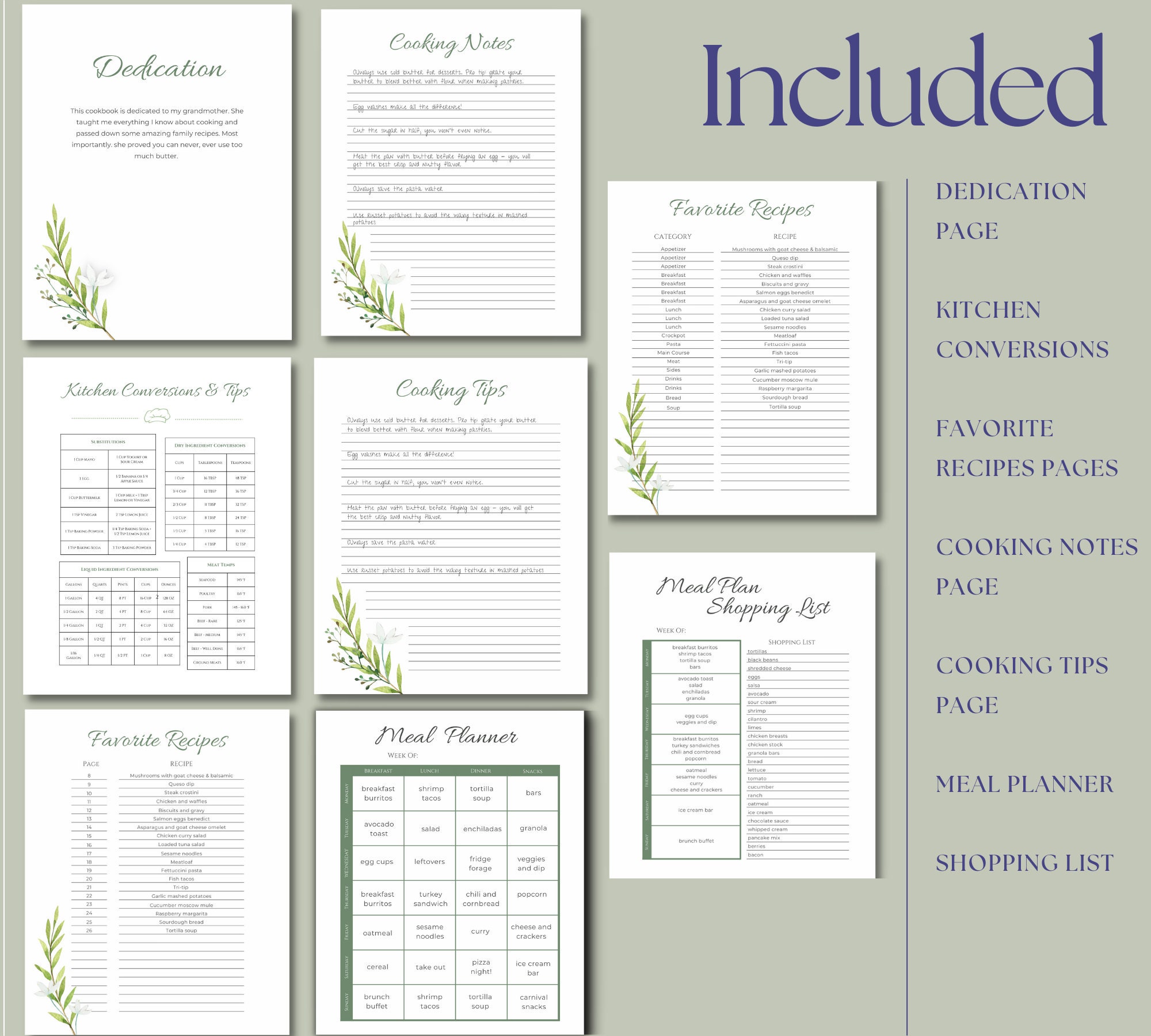 Printable Cookbook Template DIY | Digital Recipe Book | Editable ...