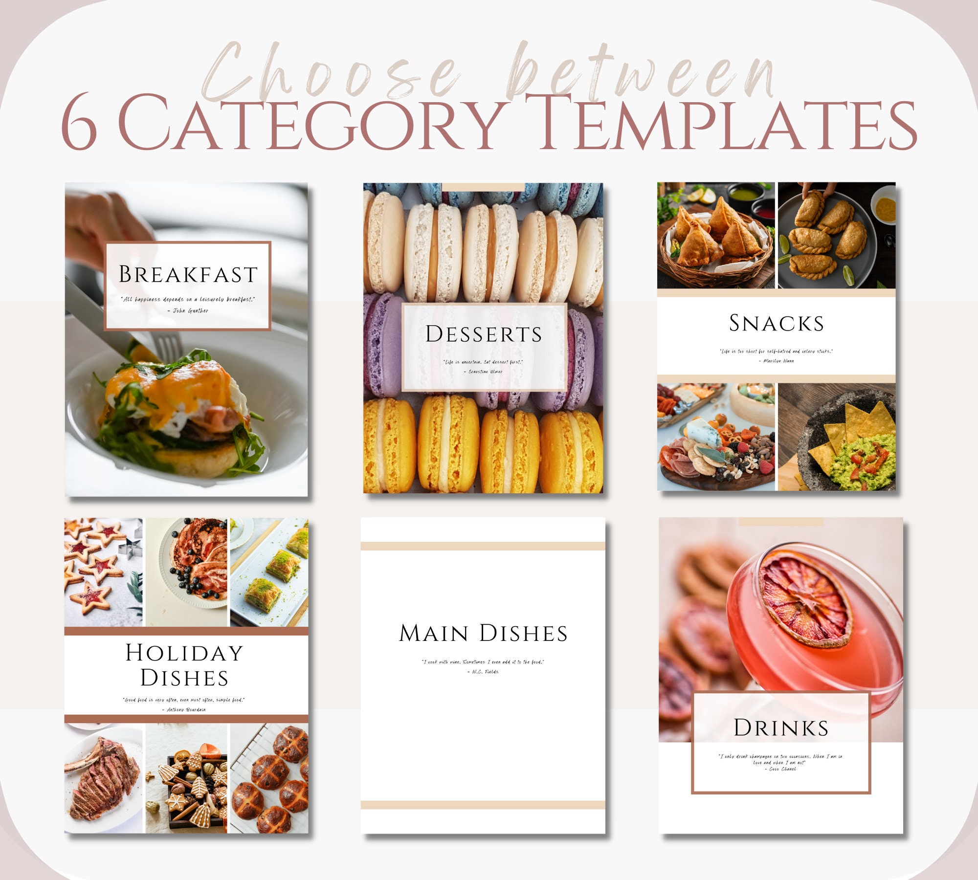 DIY Recipe Cookbook Template | Canva, Food Quotes (digital Download) - Etsy