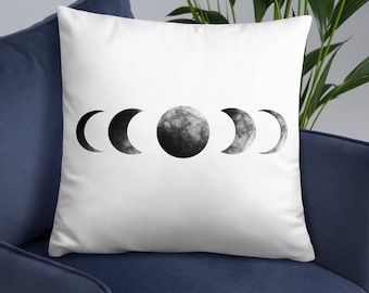 Boho Lunar Pillow Cover, Moon Phases Pillow Case, Celestial Cushion ...