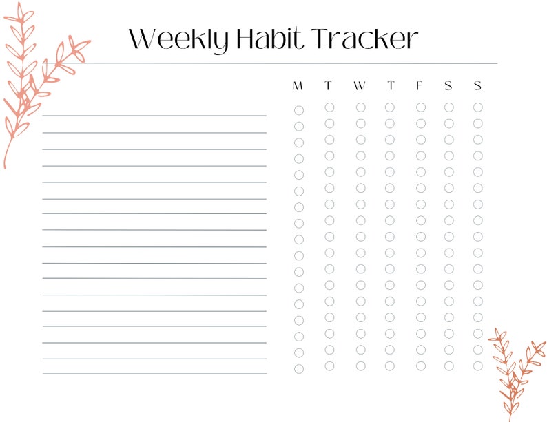 Printable Weekly Goal Tracker | Printable Weekly Habit Tracker ...