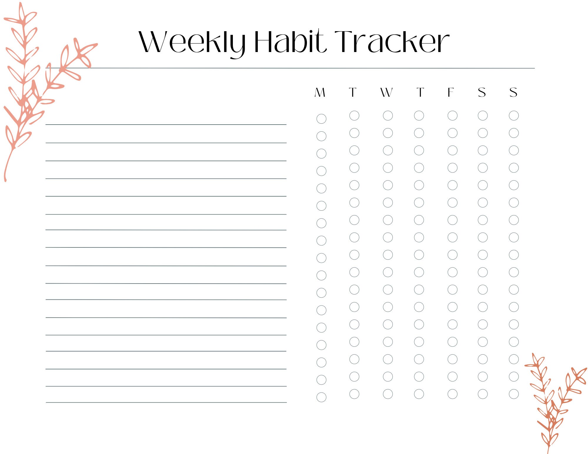 Printable Weekly Goal Tracker | Printable Weekly Habit Tracker ...
