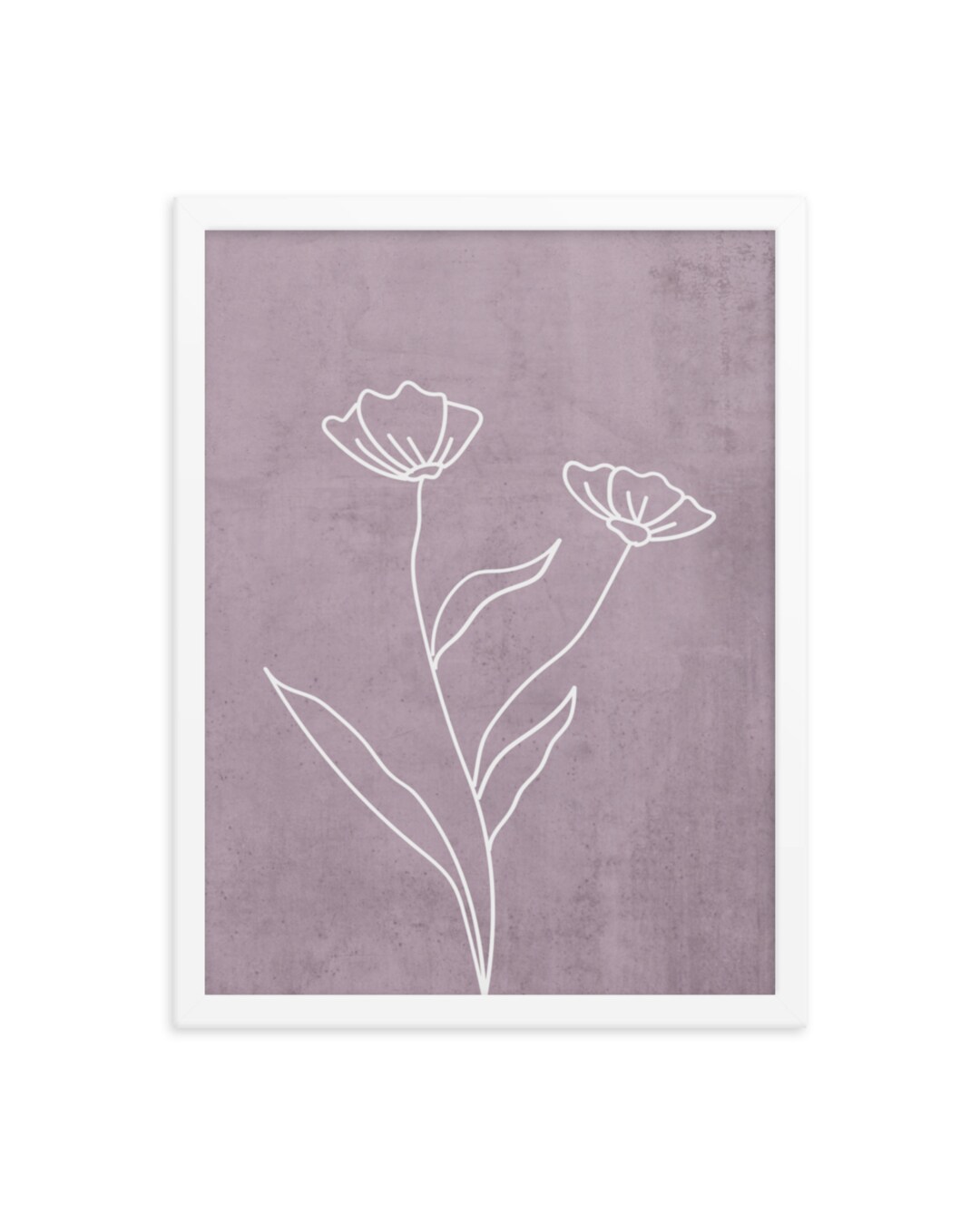 Purple Flower Line Art Framed Wall Decor - Etsy