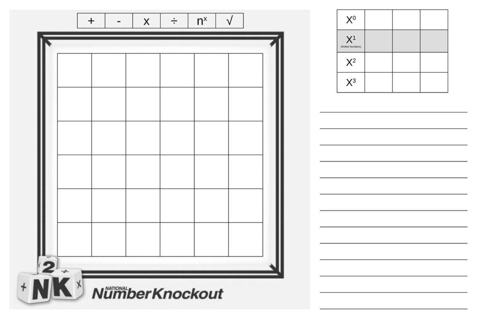 BLANK Laminated N2K Math Board, for Classroom Use, FREESHIPPING & PDF ...
