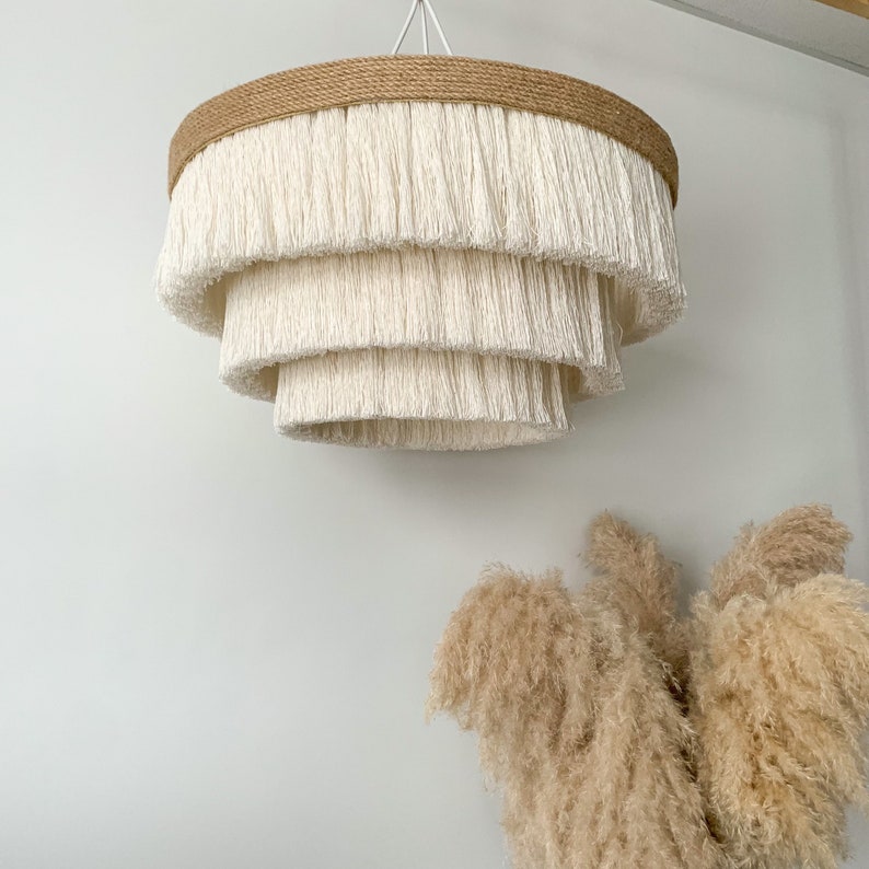 Fringe Pendant Light Cotton Pendant Light Fixture Boho - Etsy