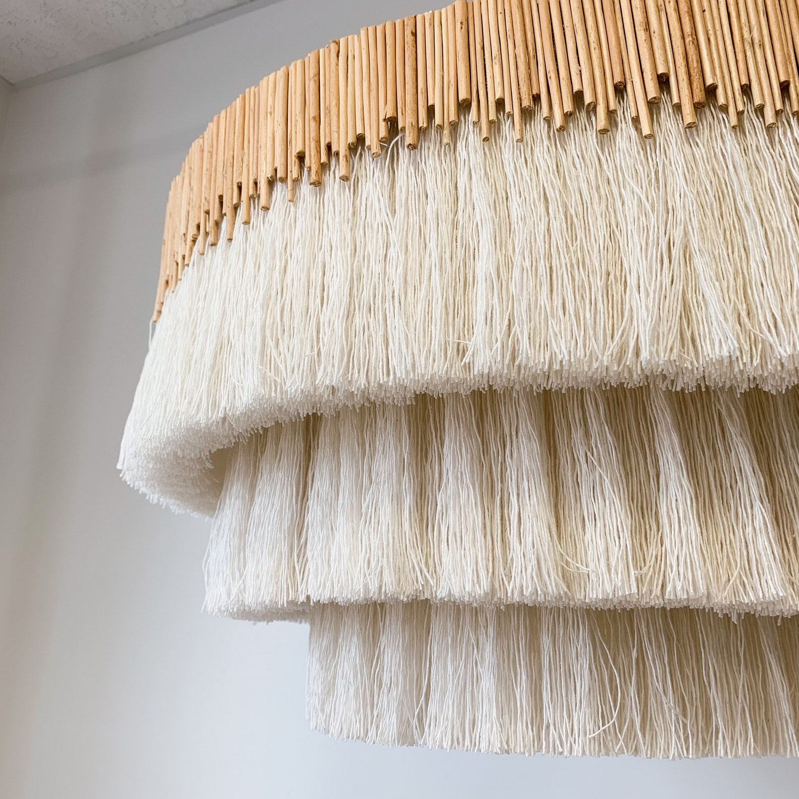 Fringe Pendant Light, Cotton Pendant Light Fixture, Boho Light, Nursery ...
